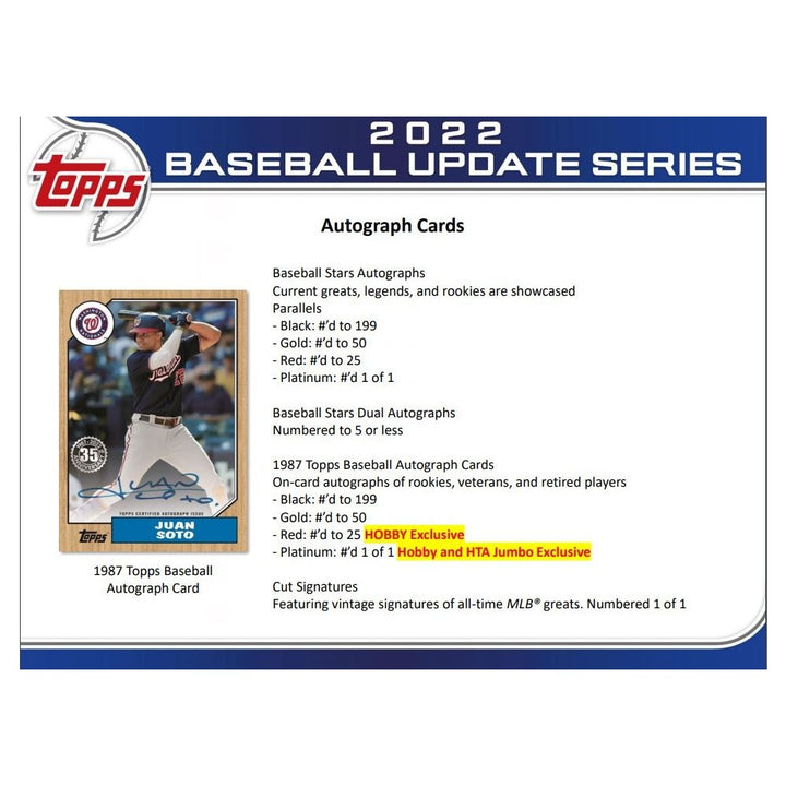 2022 Topps Update Series Baseball HTA Hobby Jumbo Box – Hobby Card Shop