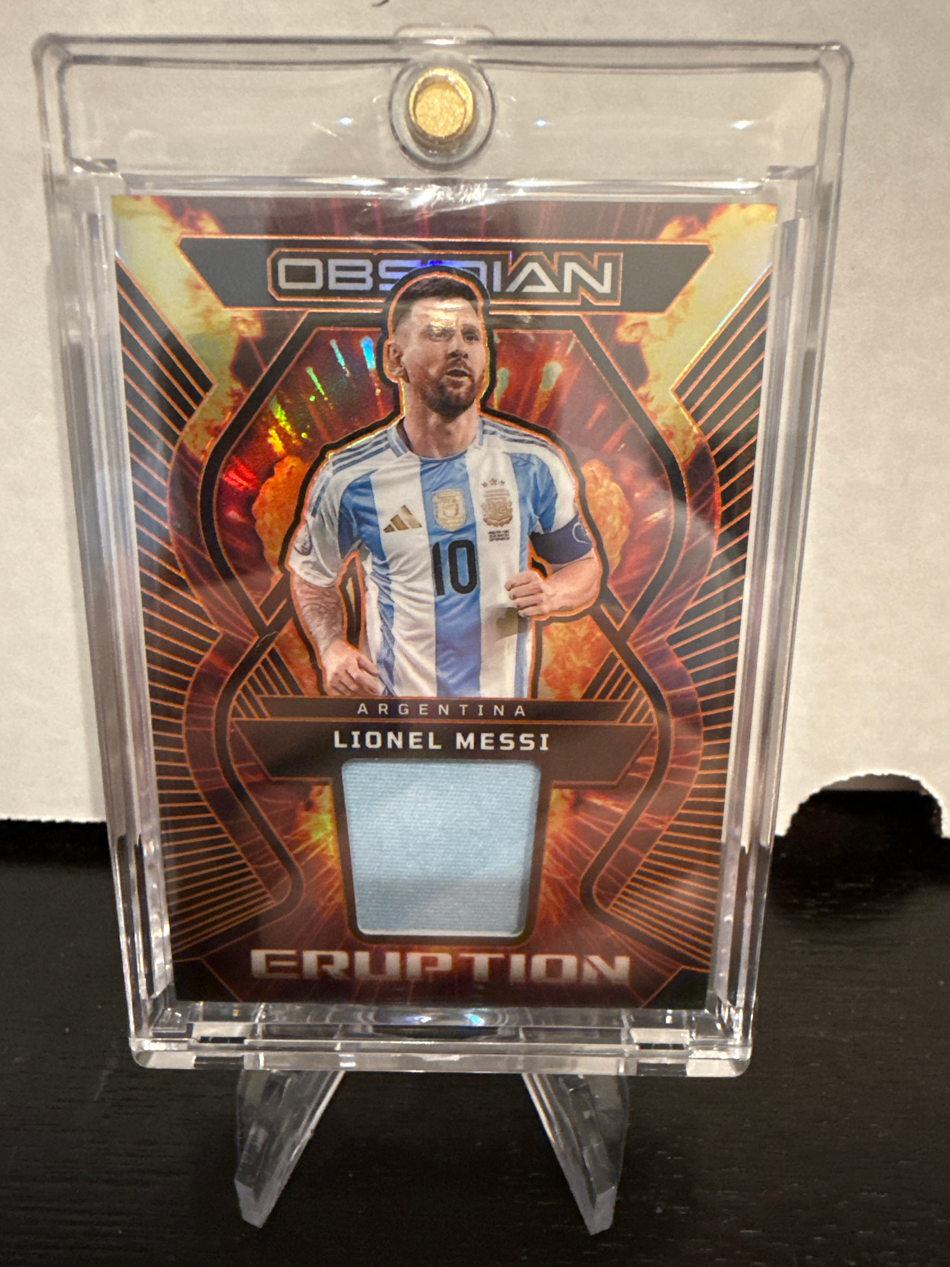 Lionel Messi 2023-2024 Panini Obsidian Eruption Relic, 69/99 – Hobby ...