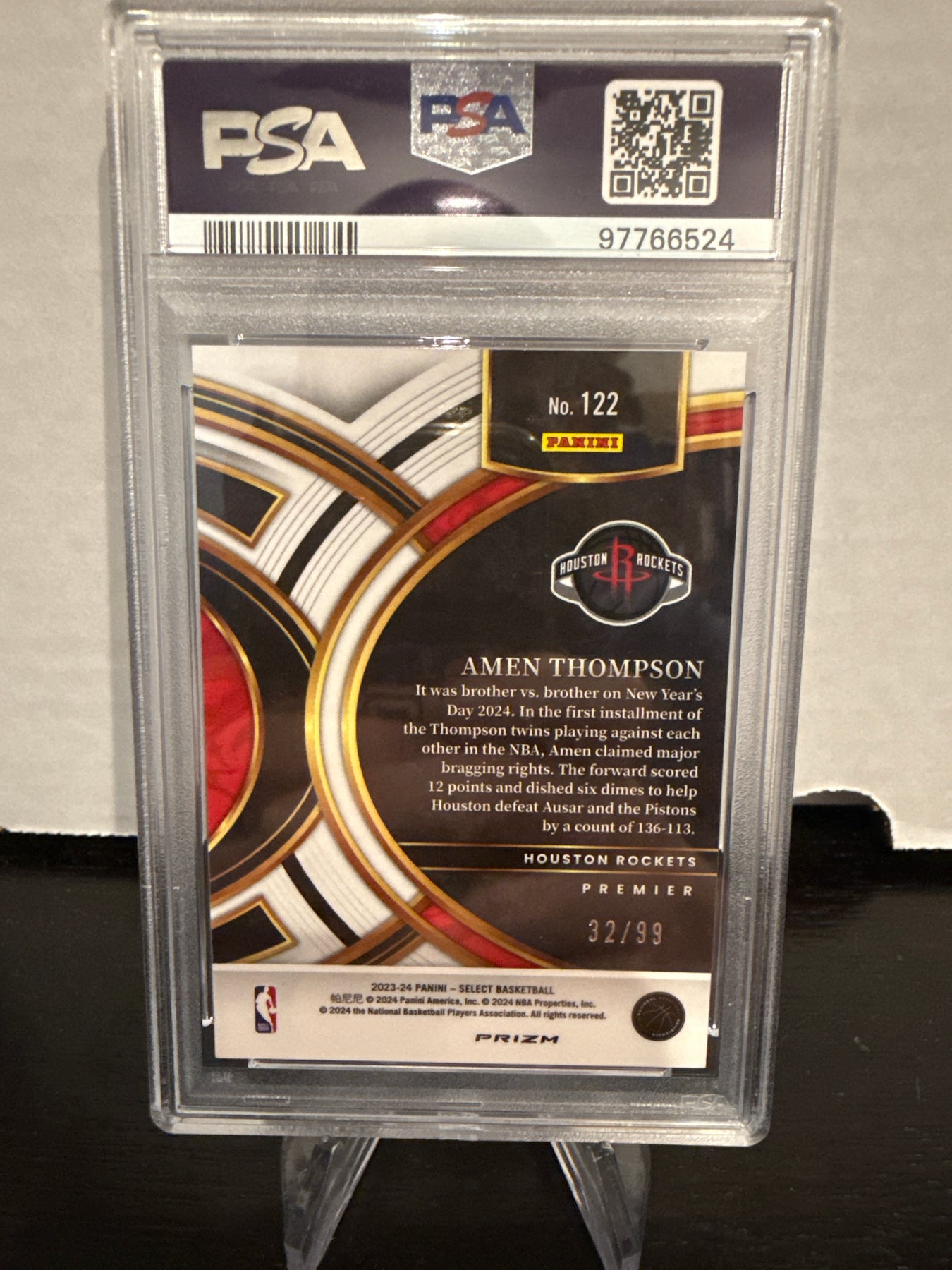 Amen Thompson 2023 Panini Select Light Blue Disco Premier Level Rookie ...